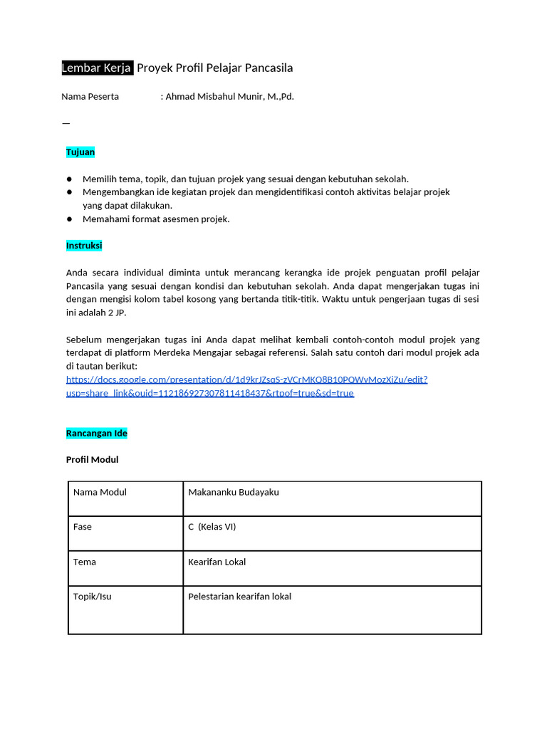 Lembar Kerja P5 | PDF