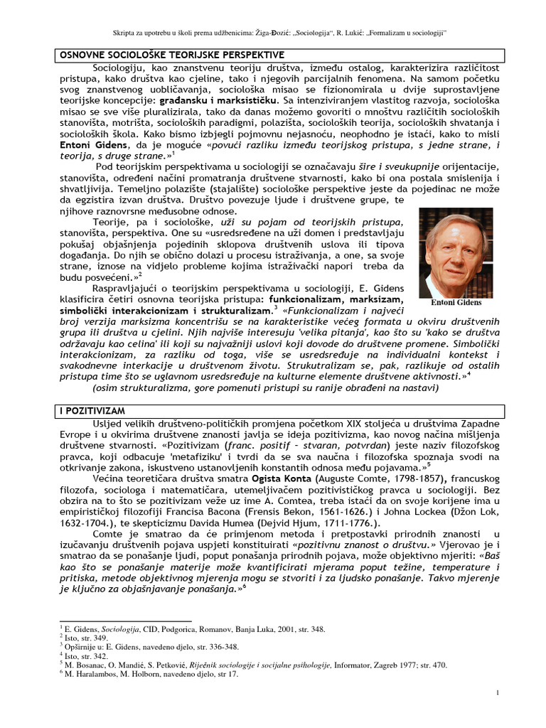 Skripta Sociologija Generalno | PDF