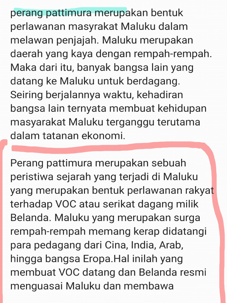 Perang Pattimura Notes | PDF