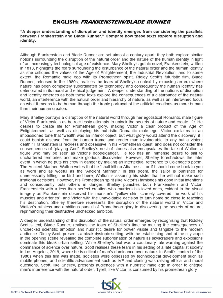 Frankenstein/Blade Runner: English | PDF