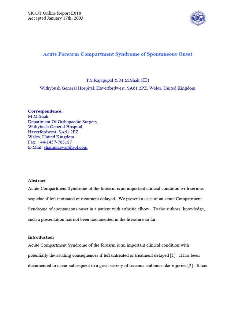 Compartment Syndrome | PDF
