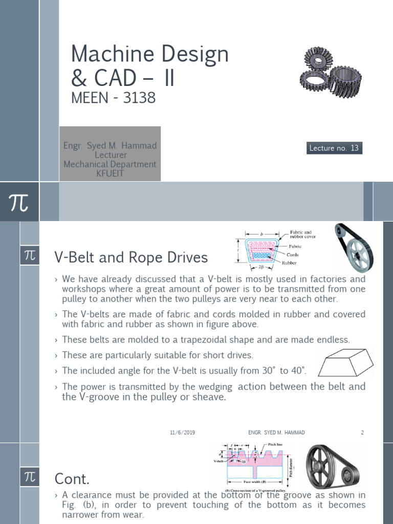 Machine Design Notes V-Belt and Rope Drives | PDF