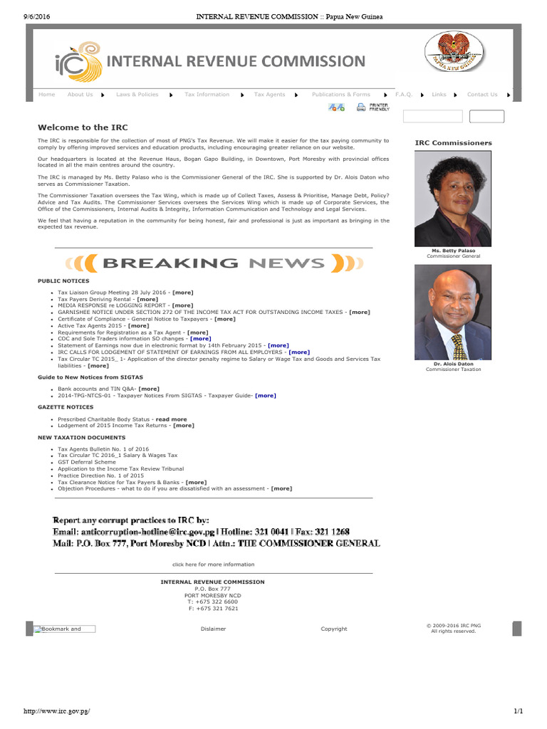 Welcome To The IRC: Home About Us Laws & Policies Tax Information Tax ...