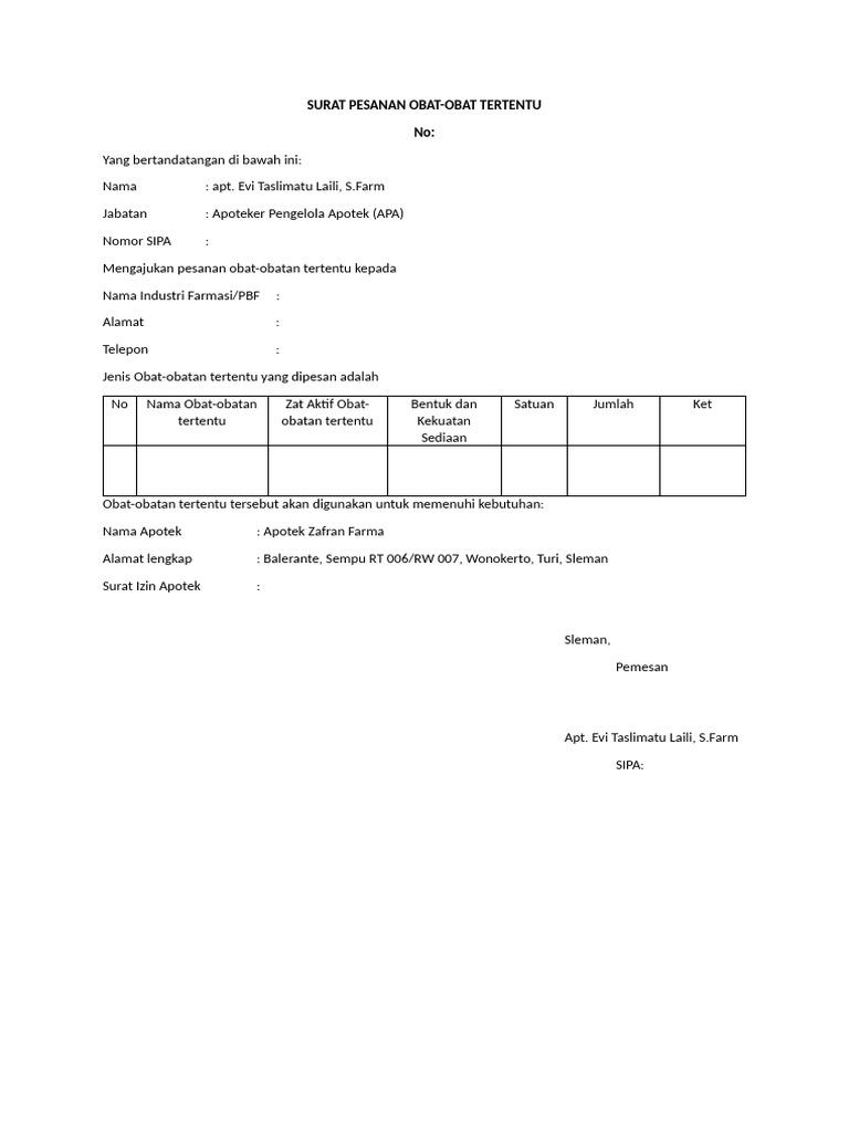 SURAT PESANAN Oot | PDF