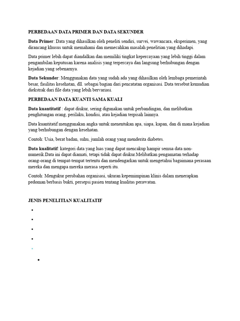 Perbedaan Data Primer Dan Data Sekunder | PDF