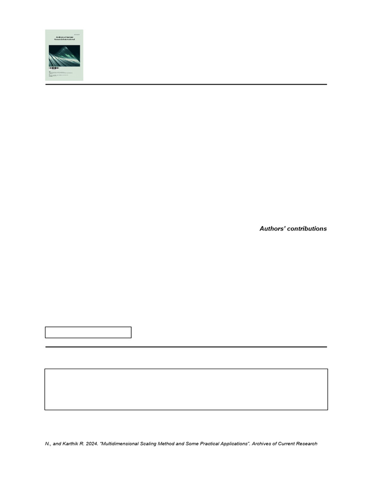 Multidimensional Scaling Method and Some Practical Applications | PDF ...