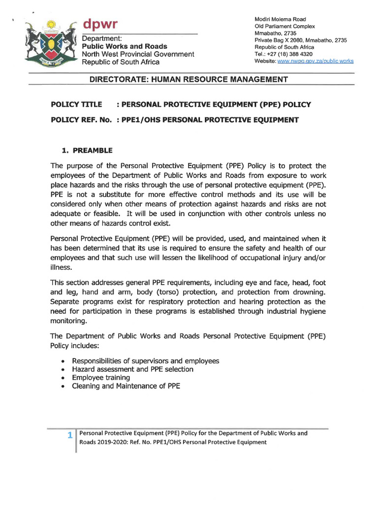 PPE Policy | PDF