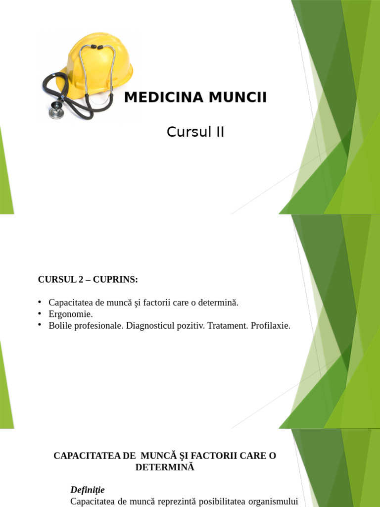 Curs - 2 - Anul IV - Medicina - Muncii | PDF