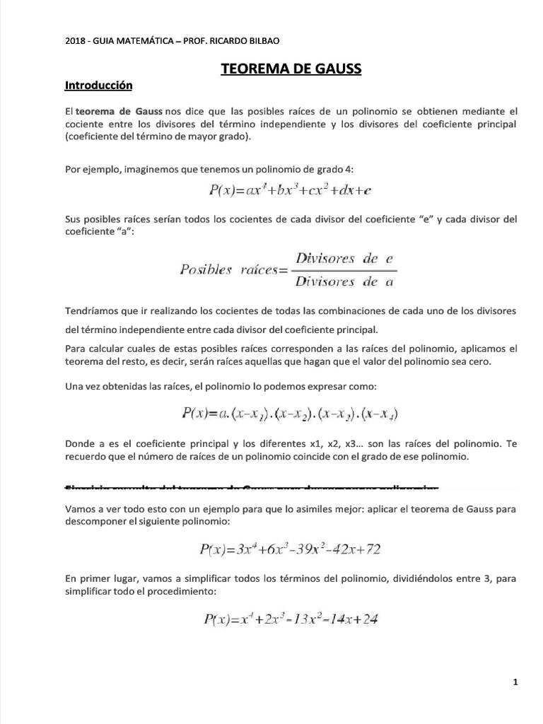 Teorema de Gauss | PDF