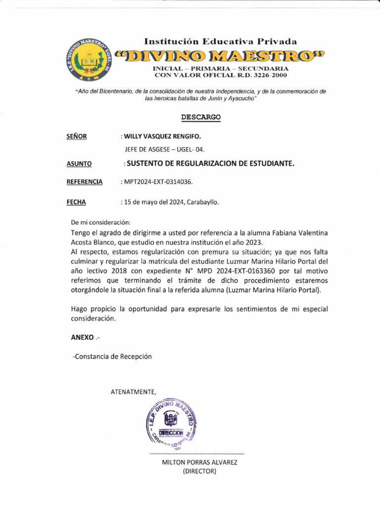 Oficio de Descargo | PDF