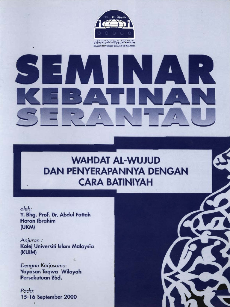 Seminar Wahdatul Al Wujud and Penyerapan | PDF