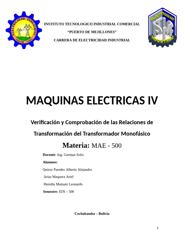 Laboratorio 2 de Maquinas Electricas IV | PDF | Transformador | Métodos y materiales de enseñanza