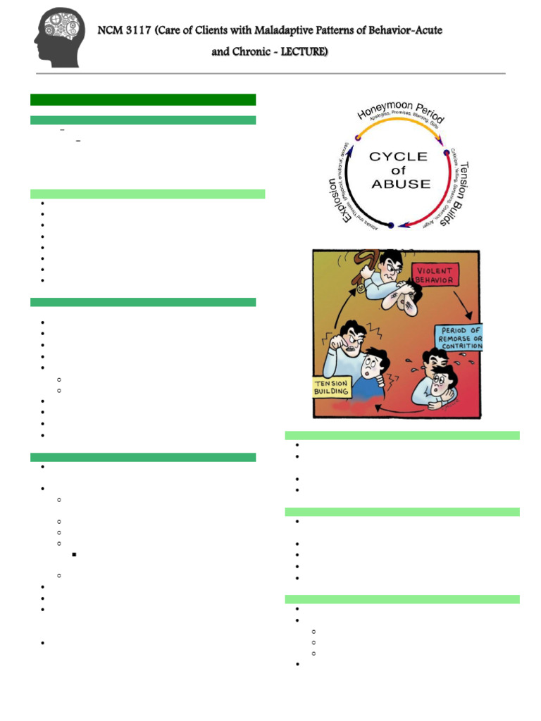 M4 - NCM - 117 - Lecture - Abuse and Violence | PDF