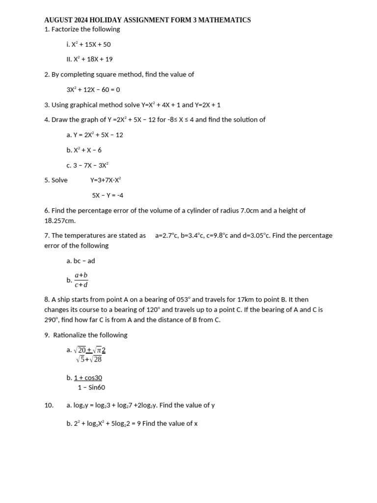 Mathematics f3 | PDF