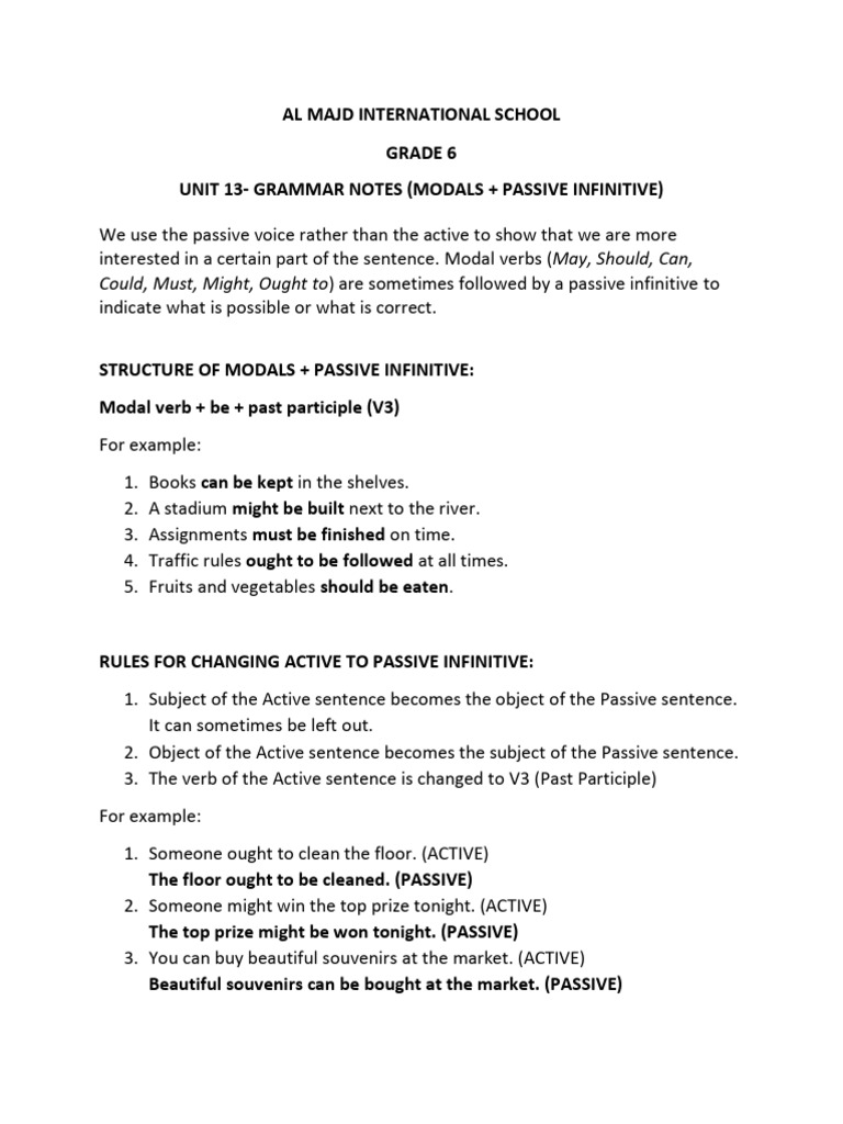 Grade 6 Grammar Notes (Unit 13-16) | PDF