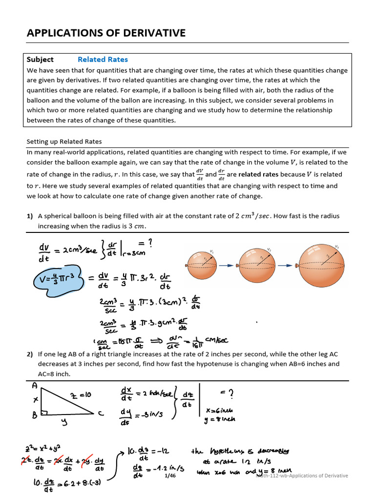 Math-112-wb-Applications of Derivative | PDF