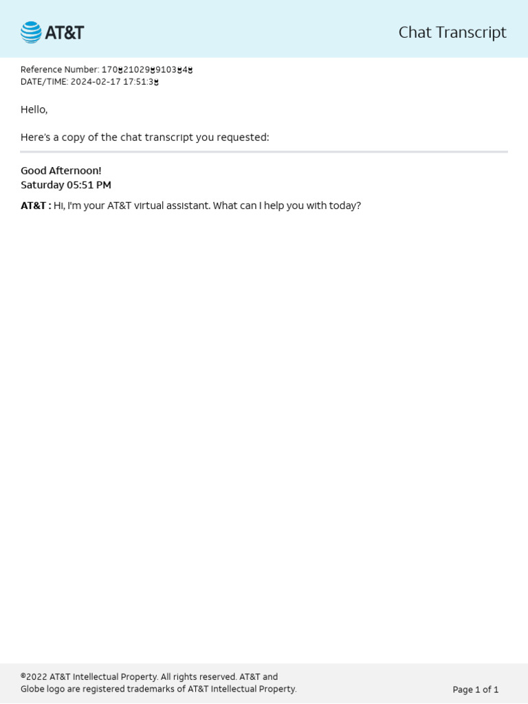 ATT Chat Transcript | PDF