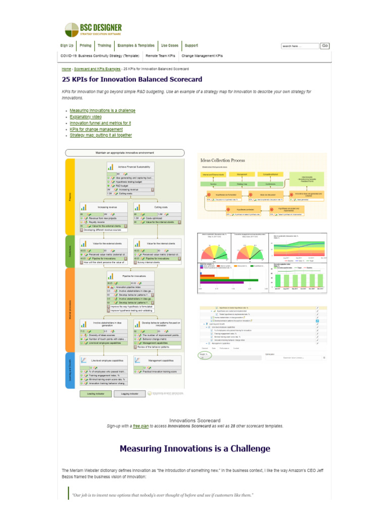 25 KPIs For Innovation Balanced Scorecard | PDF