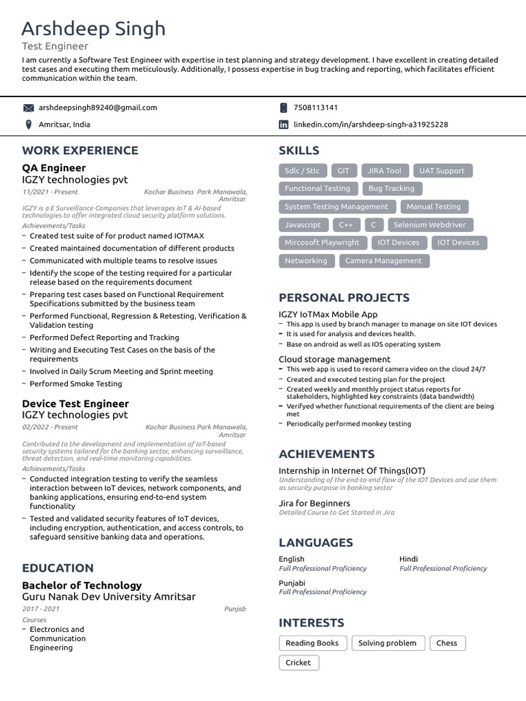 Arshdeep Resume | PDF