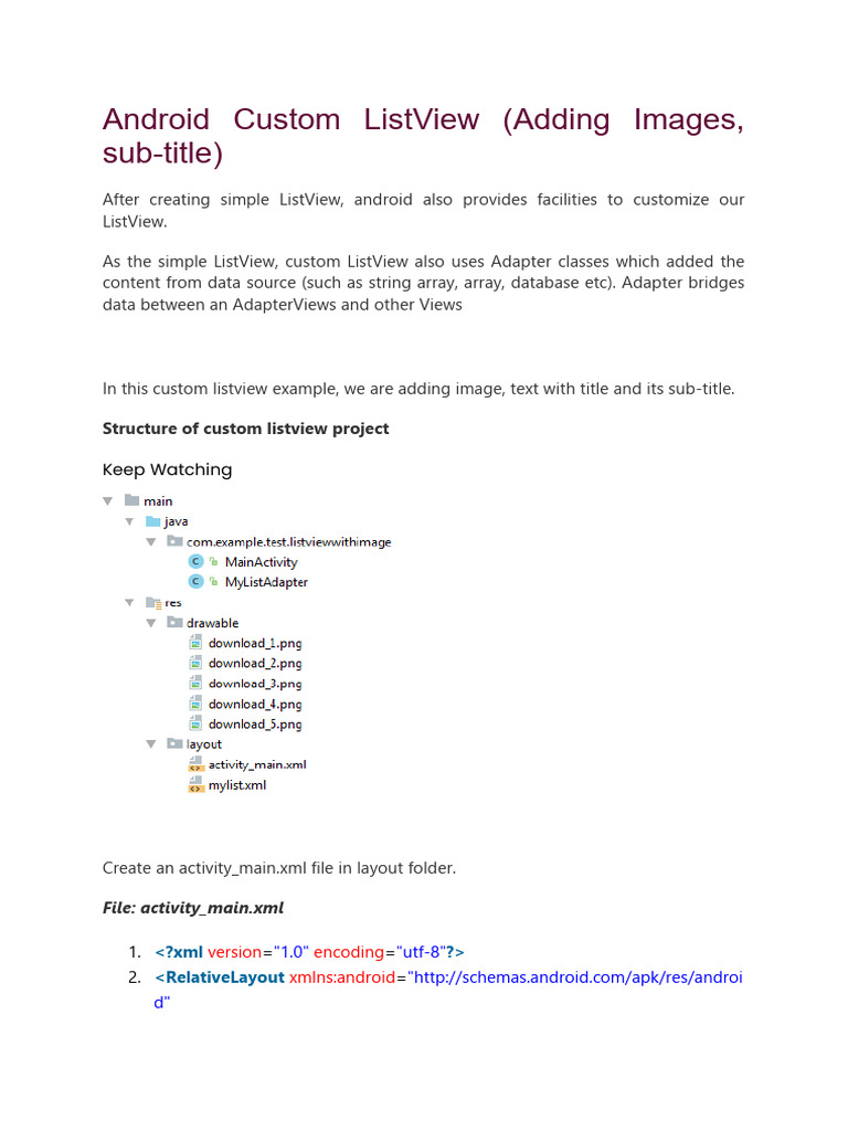 Android Custom Listview Pdf