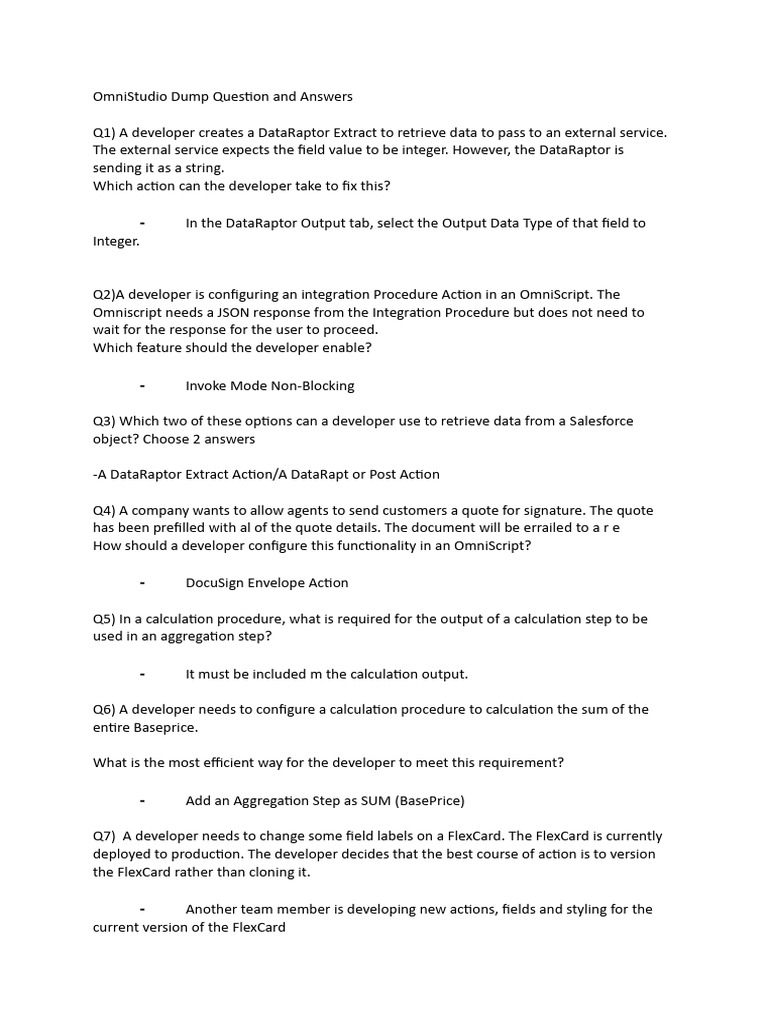 OmniStudio Dump Question and Answers | PDF