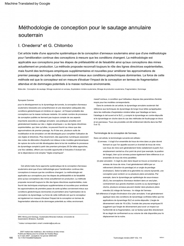 Design Methodology For Underground Ring Blasting | PDF