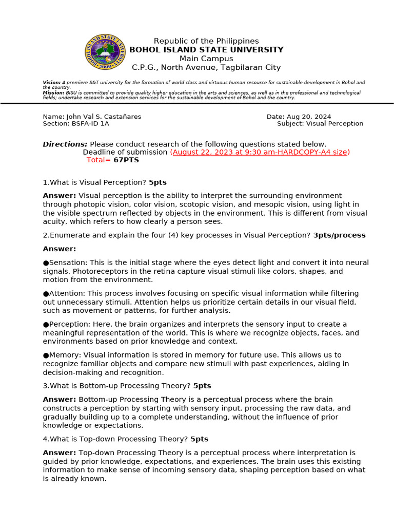 Visual-Perception Assignment 1A | PDF