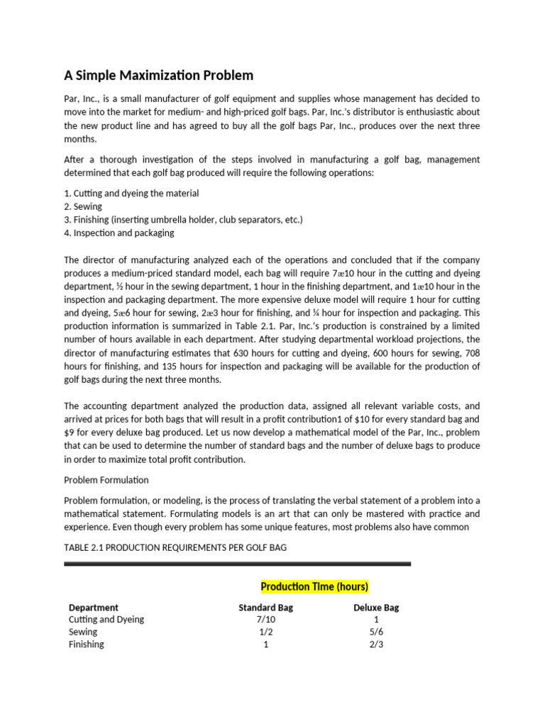 A Simple Maximization Problem | PDF