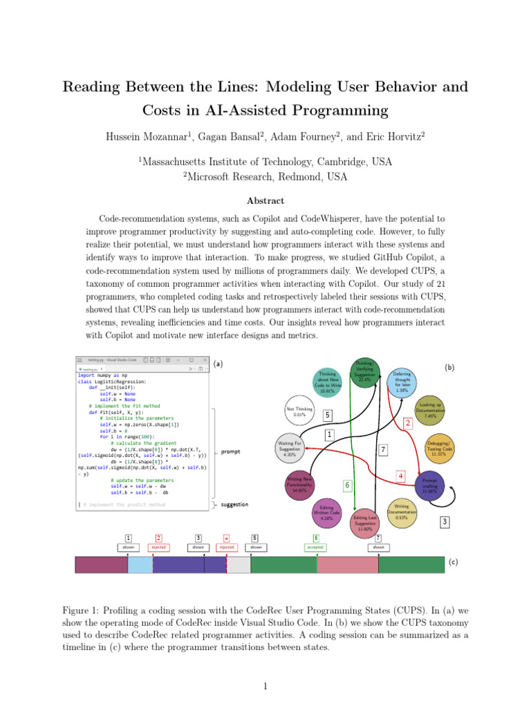 Modeling User Behavior and Costs in AI-Assisted Programming | PDF Modeling User Behavior and Costs in AI-Assisted Programming | PDF