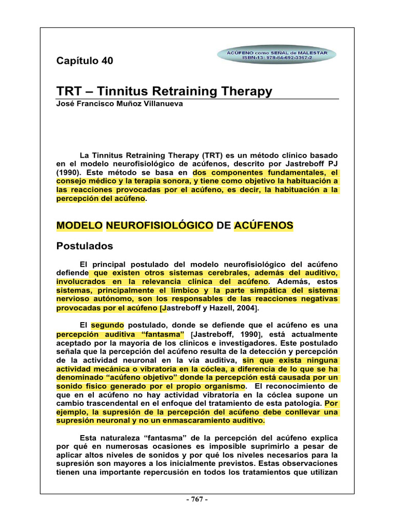 TRT - Tinnitus Retraining Therapy: Capítulo 40 | PDF