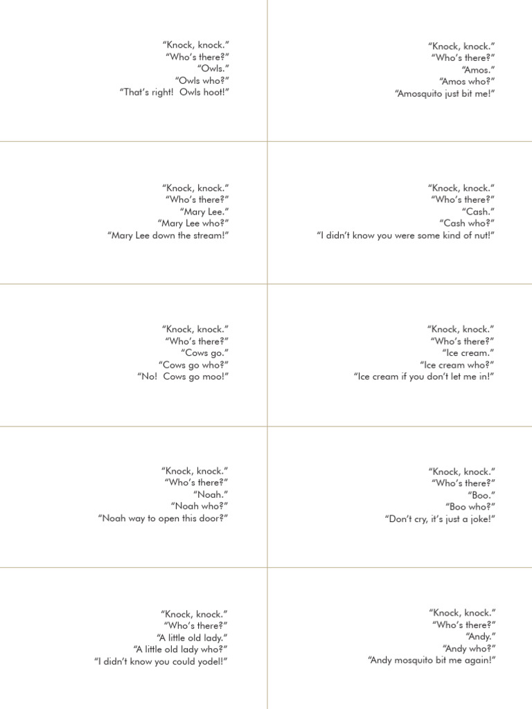 Knock Knock Joke Tag Book | PDF