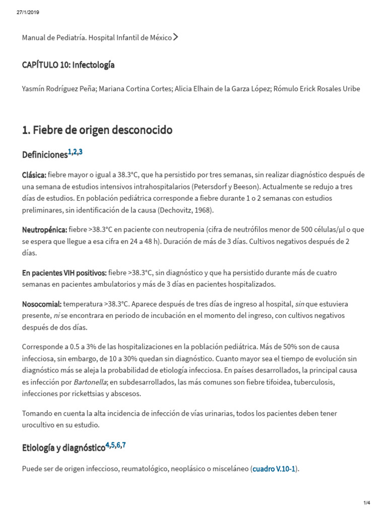Capitulo 10 Fiebre De Origen Desconocido Pdf