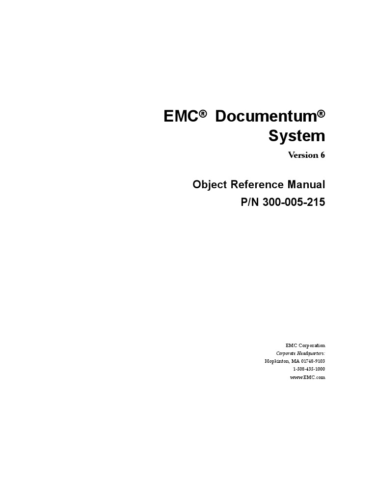 DCTM 6.0 Object Ref Guide | PDF