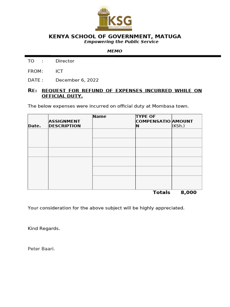 Meal Allowance Template | PDF