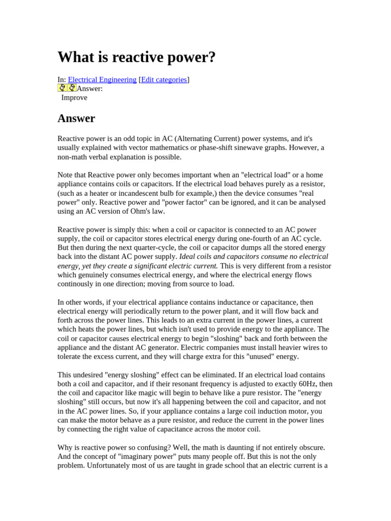 Real Reactive Apparent Power | PDF