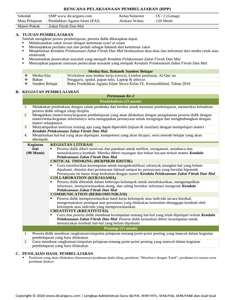 8.2 RPP II PAI Kelas 9 | PDF