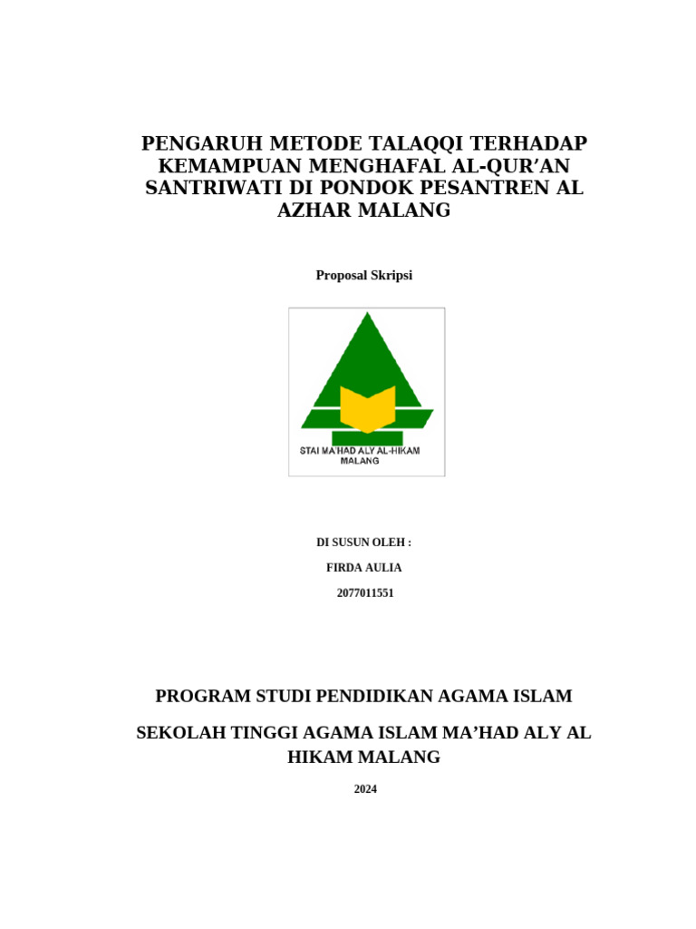 Firda Aulia Propasal Sekripsi | PDF