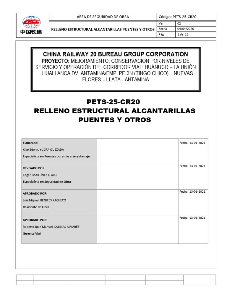 PETS-25-CR20 - Relleno Estructural para Puente | PDF