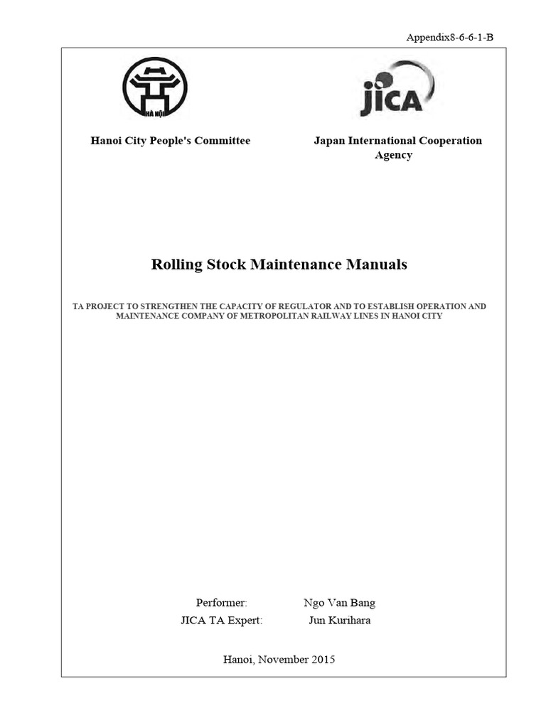 Rolling Stock Maintenance Manuals: Hanoi City People's Committee Japan ...