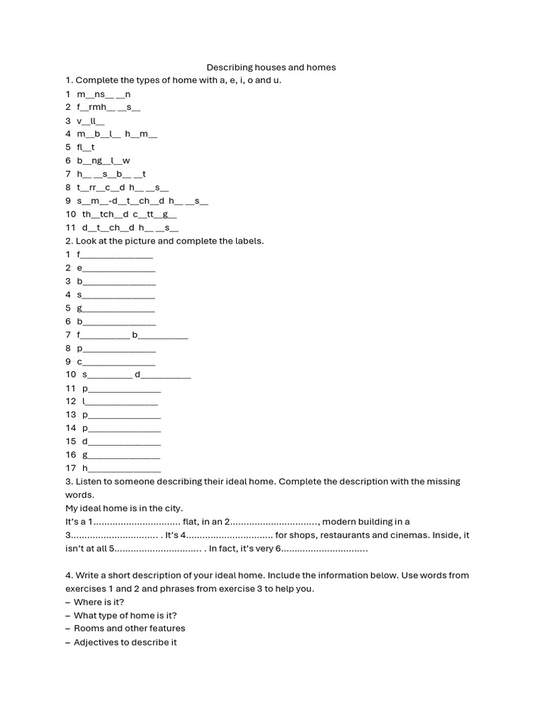 Describing Houses and Homes | PDF