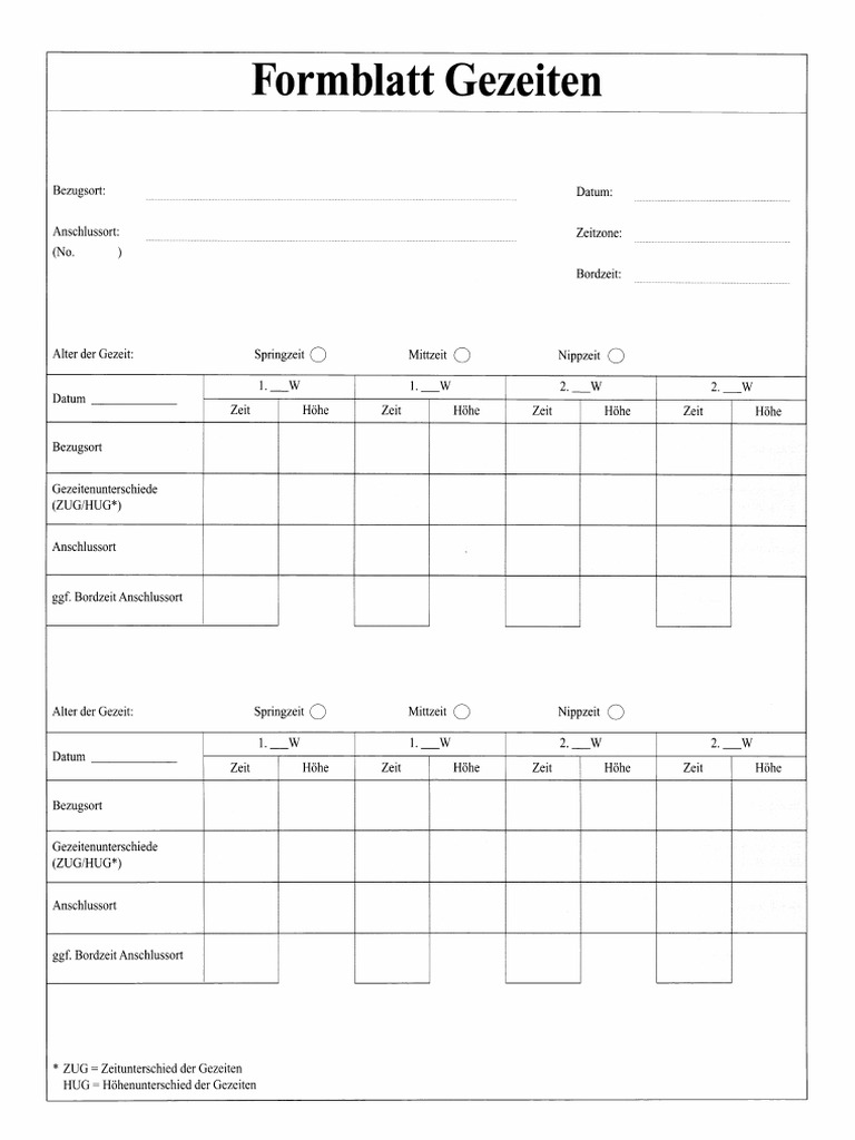 Formblatt-Gezeiten SKS Prüfung | PDF