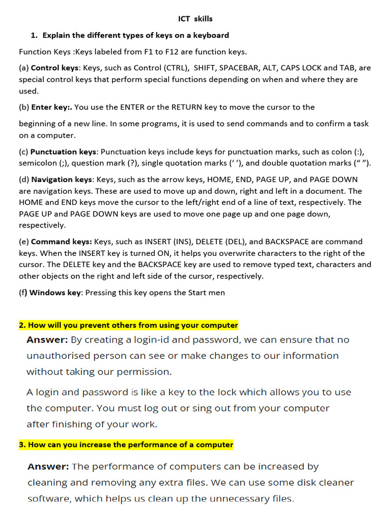 Ict Skills L Notes-Std 10 | PDF