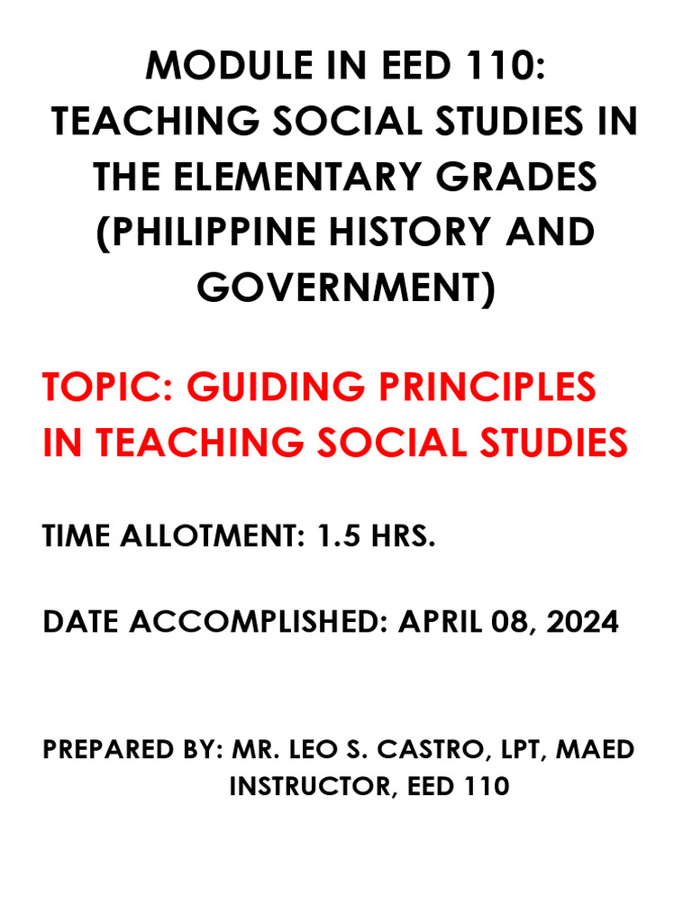 Guiding Principles in Teaching Social Studies | PDF