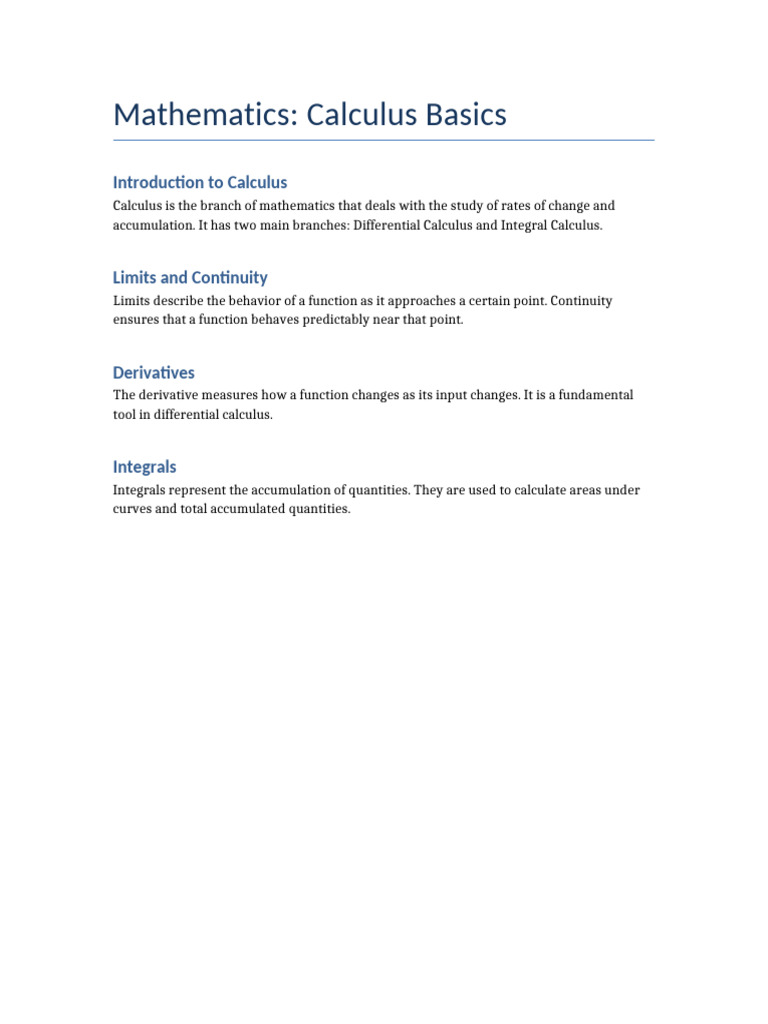Mathematics Calculus Basics | PDF