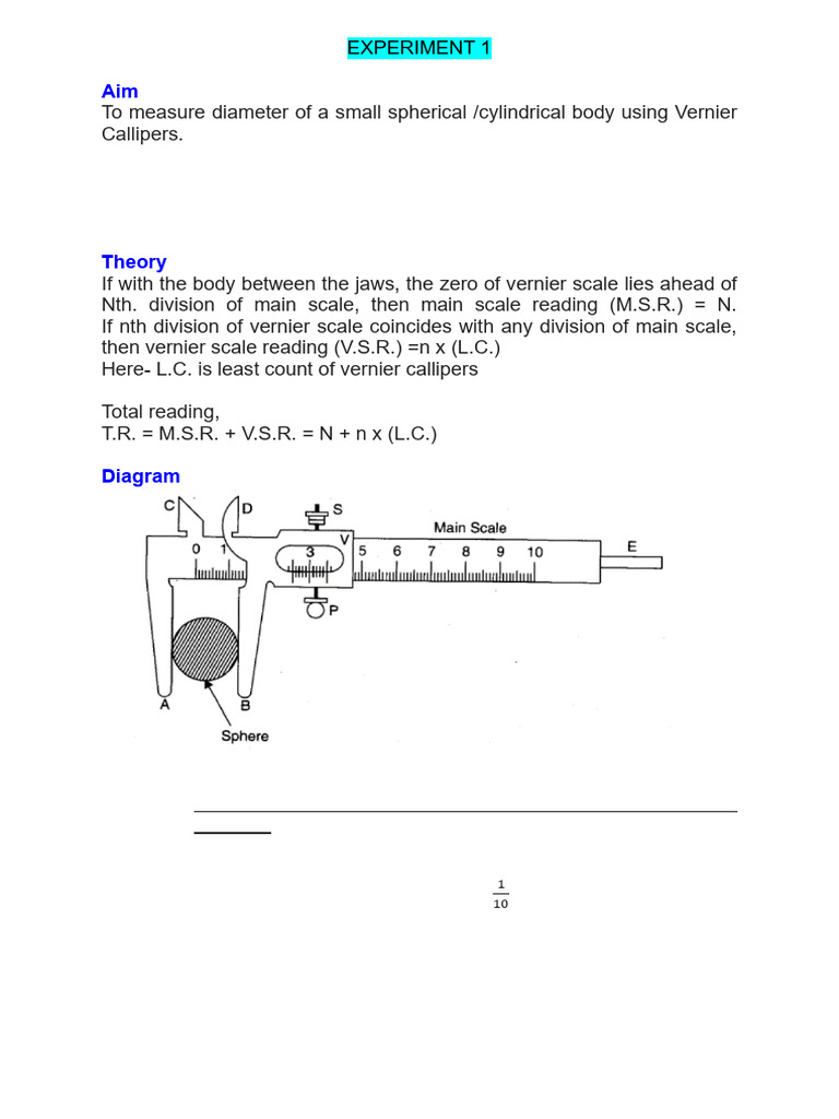 Class XI Physics Practicals | PDF