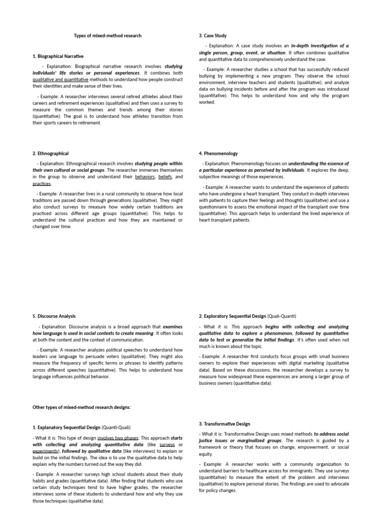 Diff Types of Mixed Research | PDF