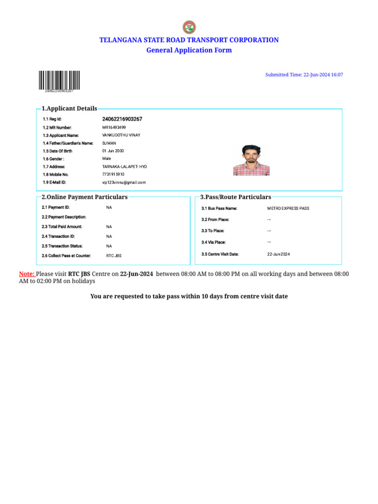 TGSRTC Bus Pass | PDF
