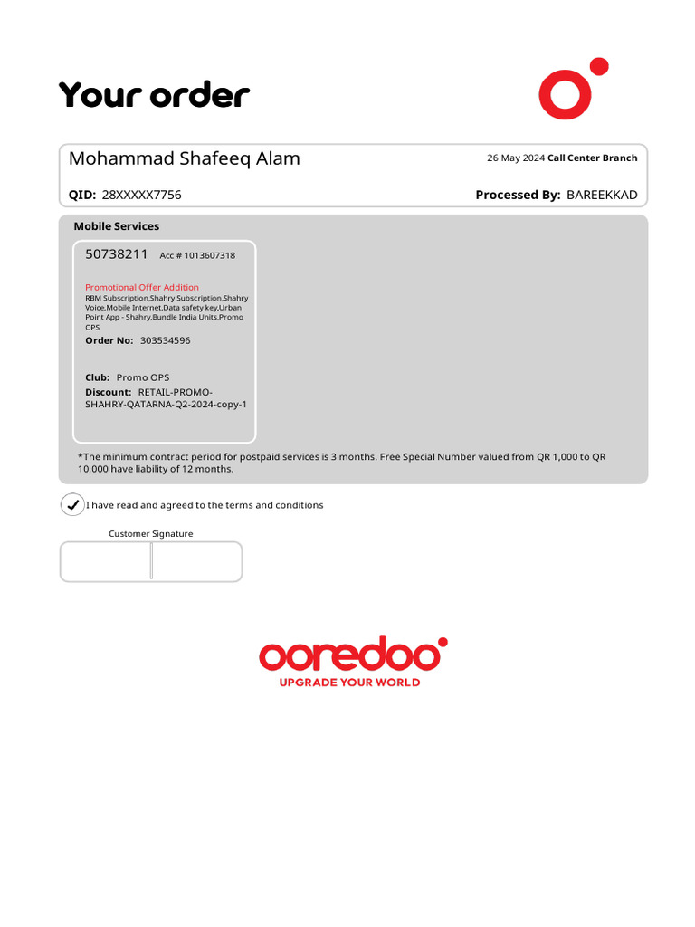 Your Order Your Order: Mohammad Shafeeq Alam | PDF