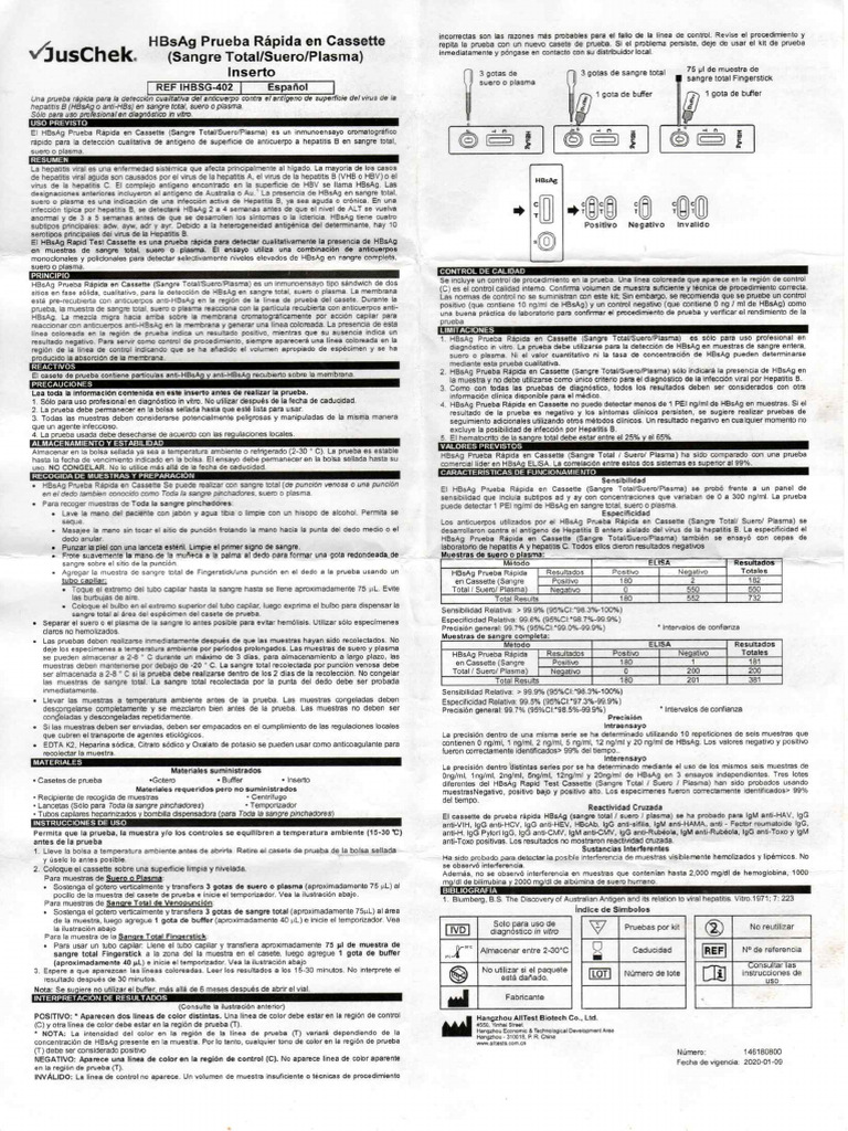 Inserto Hepatitis B Juschek | PDF