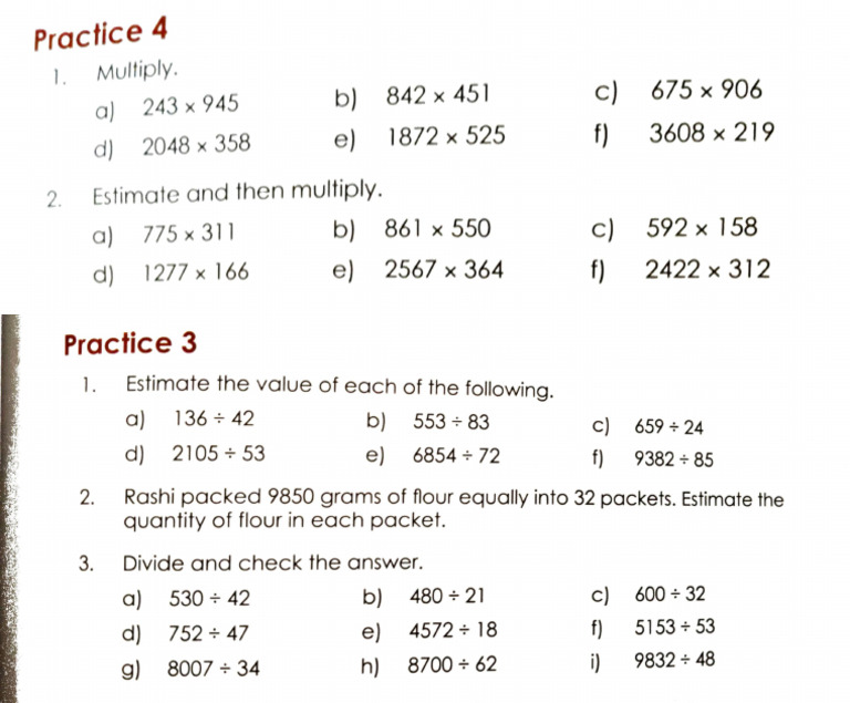 Worksheet Math Grade 4 | PDF